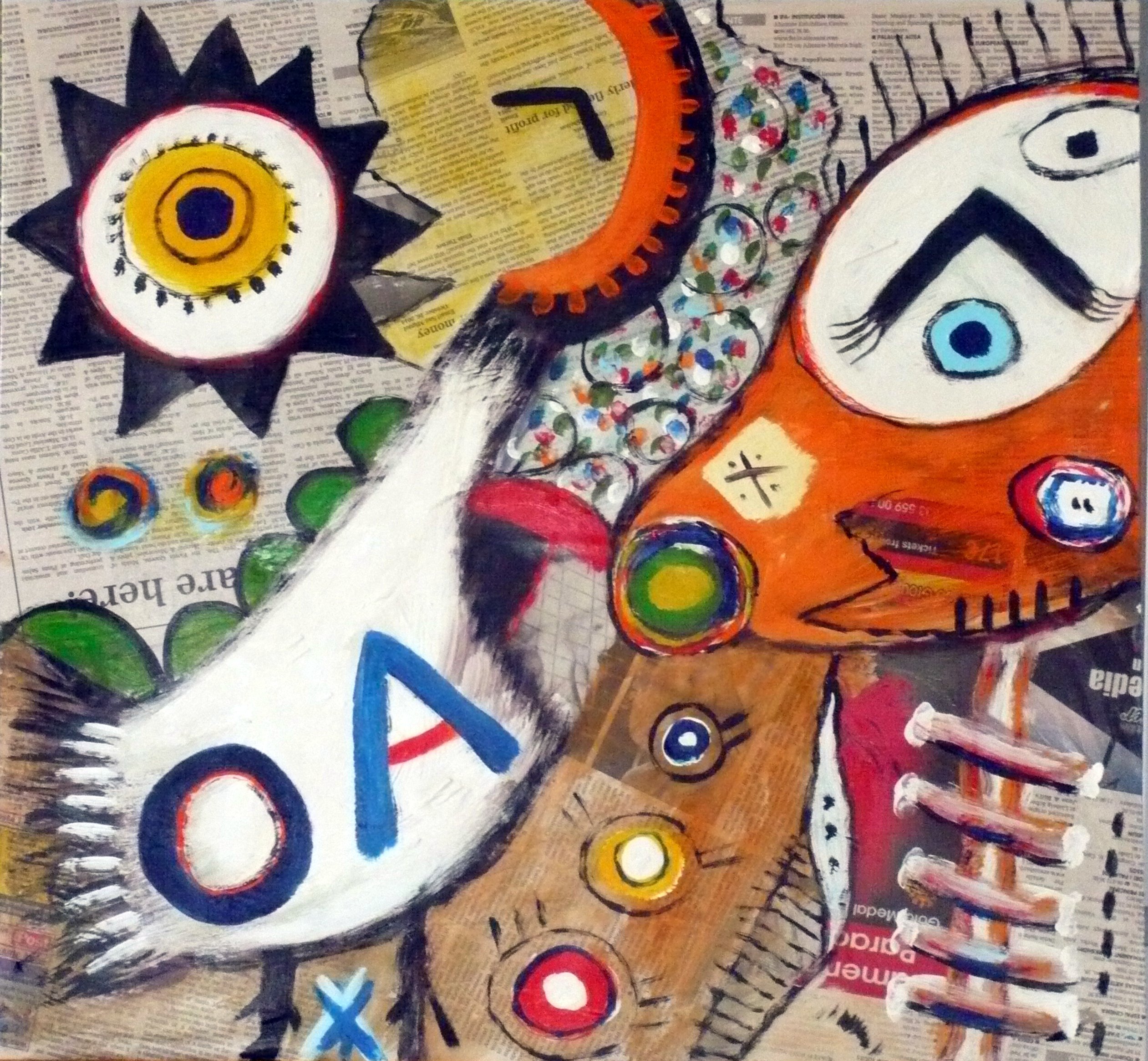 COMPOSICIÓN ABSTRACTA CON "O A" - Cuadros Vay - Artes Plásticas